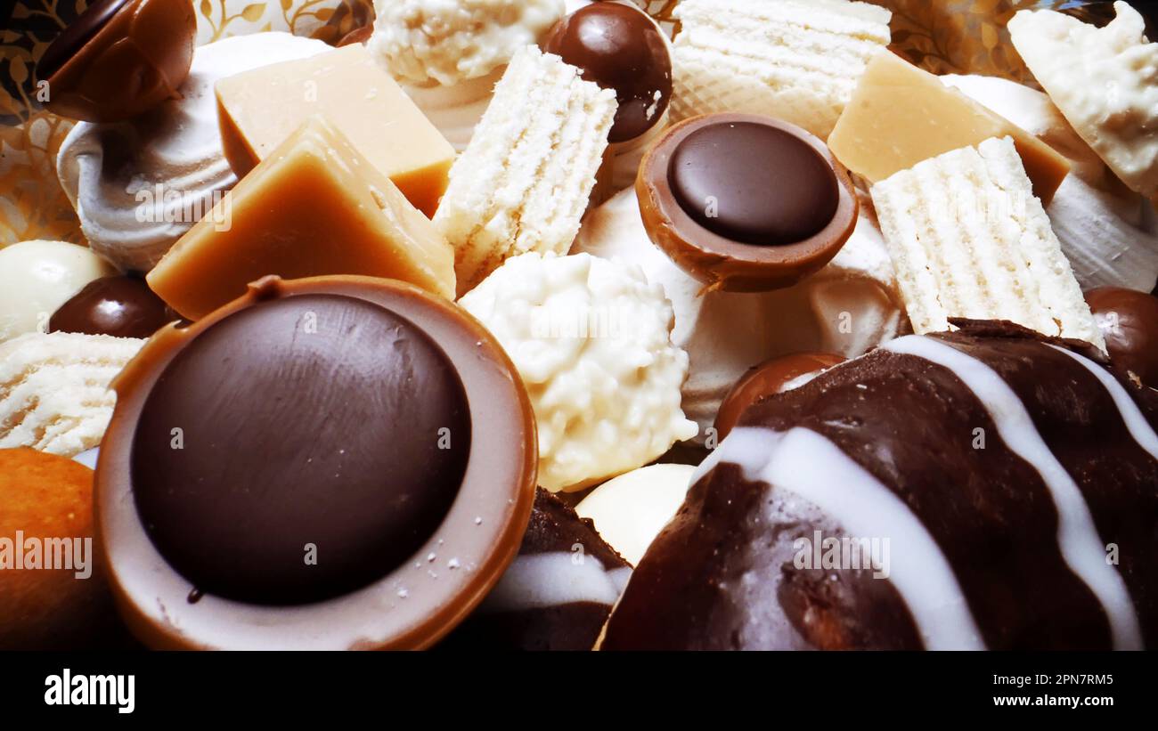 Various sweets. Chocolates and waffles. Suitable for commercial ...