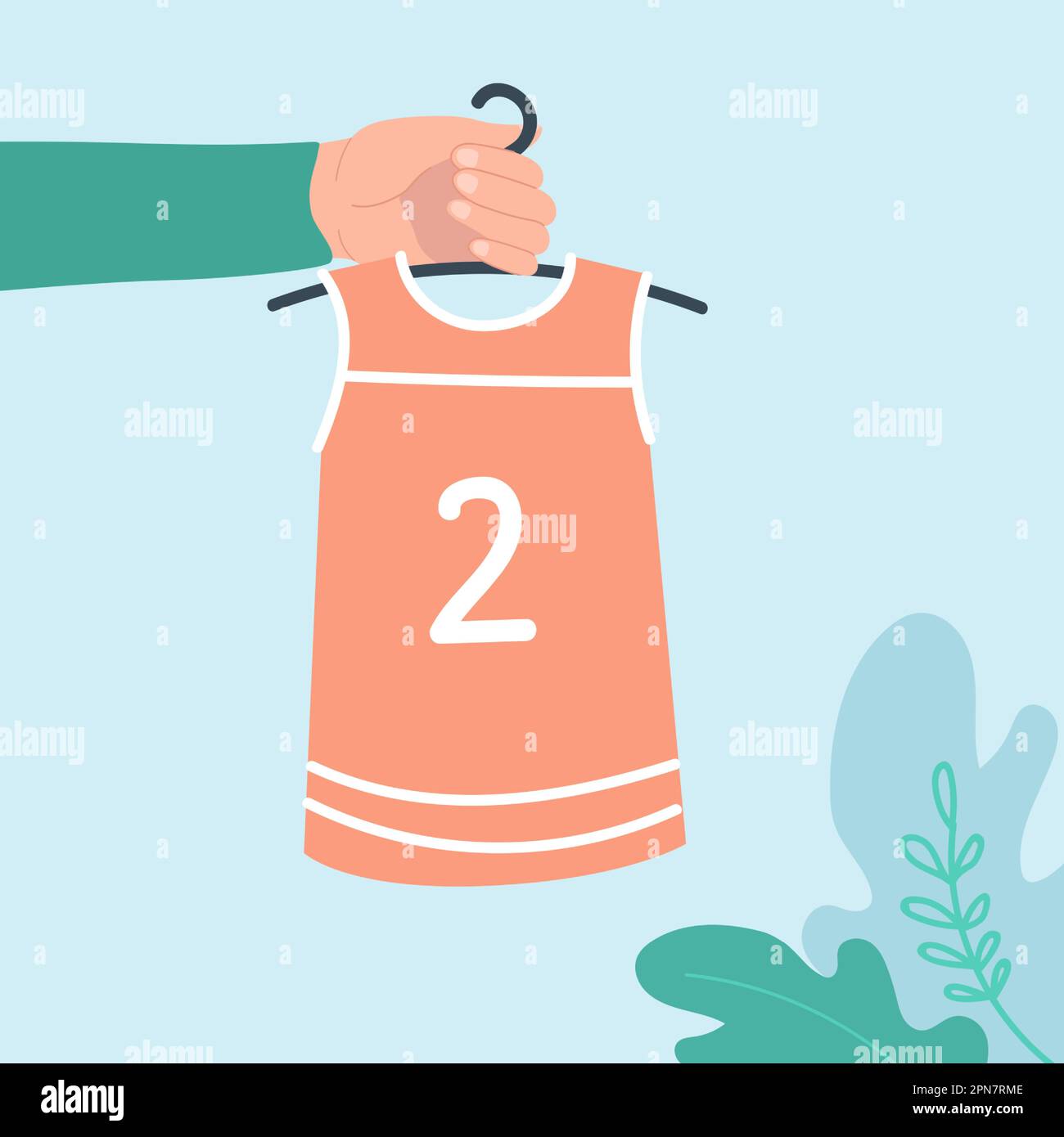Hand holding hanger with jersey flat vector illustration Stock Vector ...