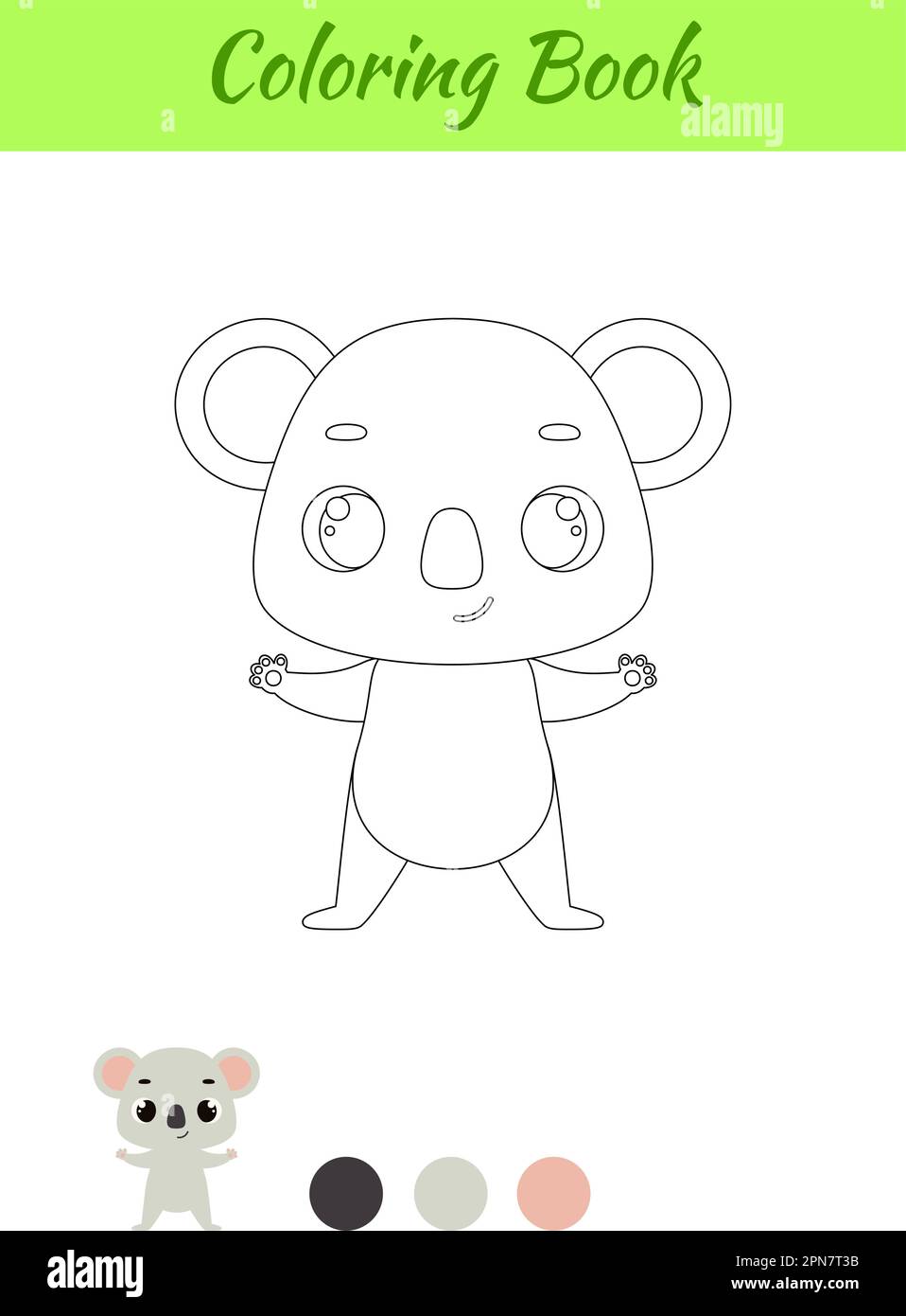 Coloring page happy koala. Coloring book for kids. Educational activity ...