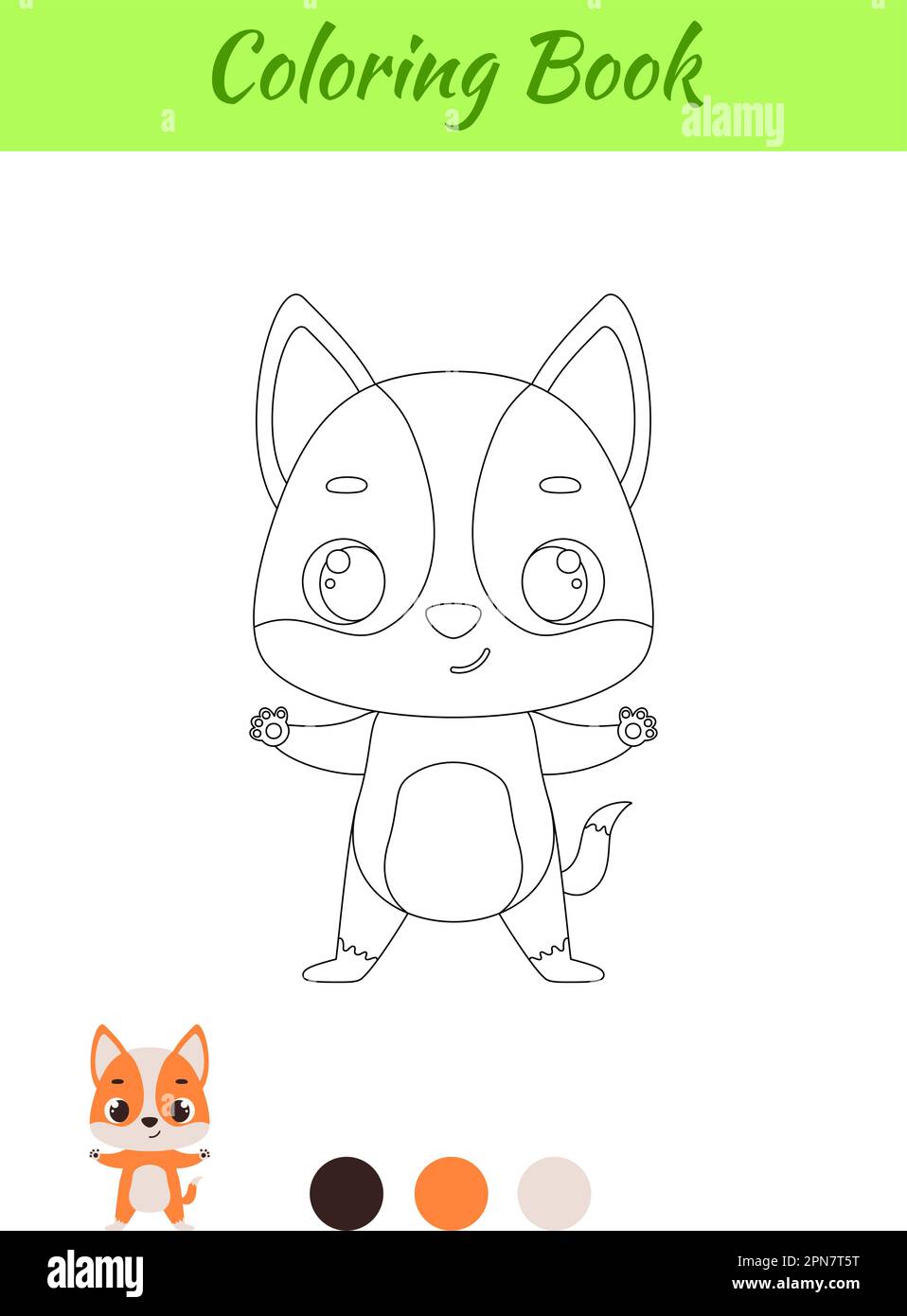 Coloring page happy dog. Coloring book for kids. Educational activity ...