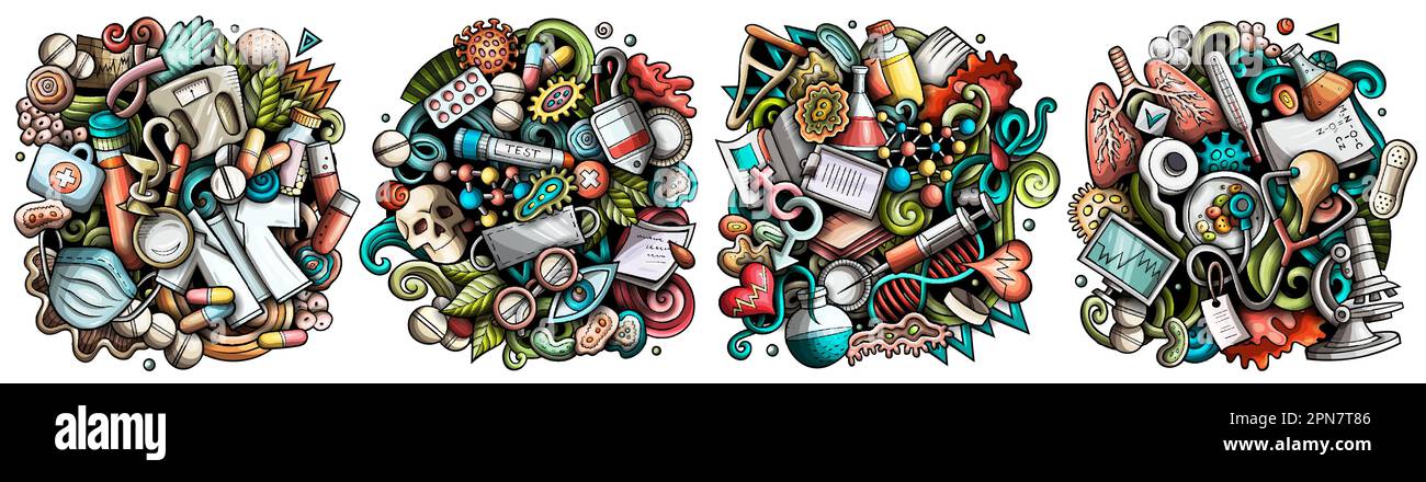 Medicine cartoon vector doodle designs set Stock Vector Image & Art - Alamy