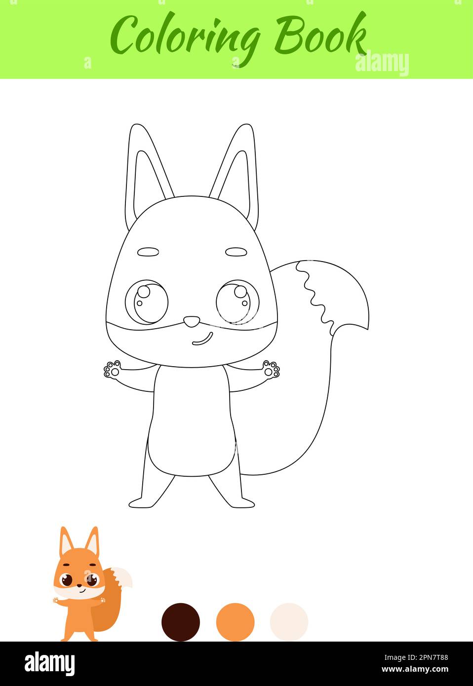 Coloring page happy squirrel. Coloring book for kids. Educational ...