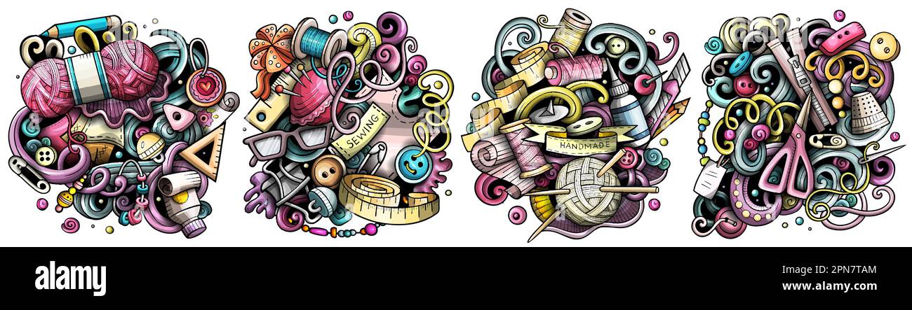 Handmade cartoon vector doodle designs set Stock Vector Image & Art - Alamy