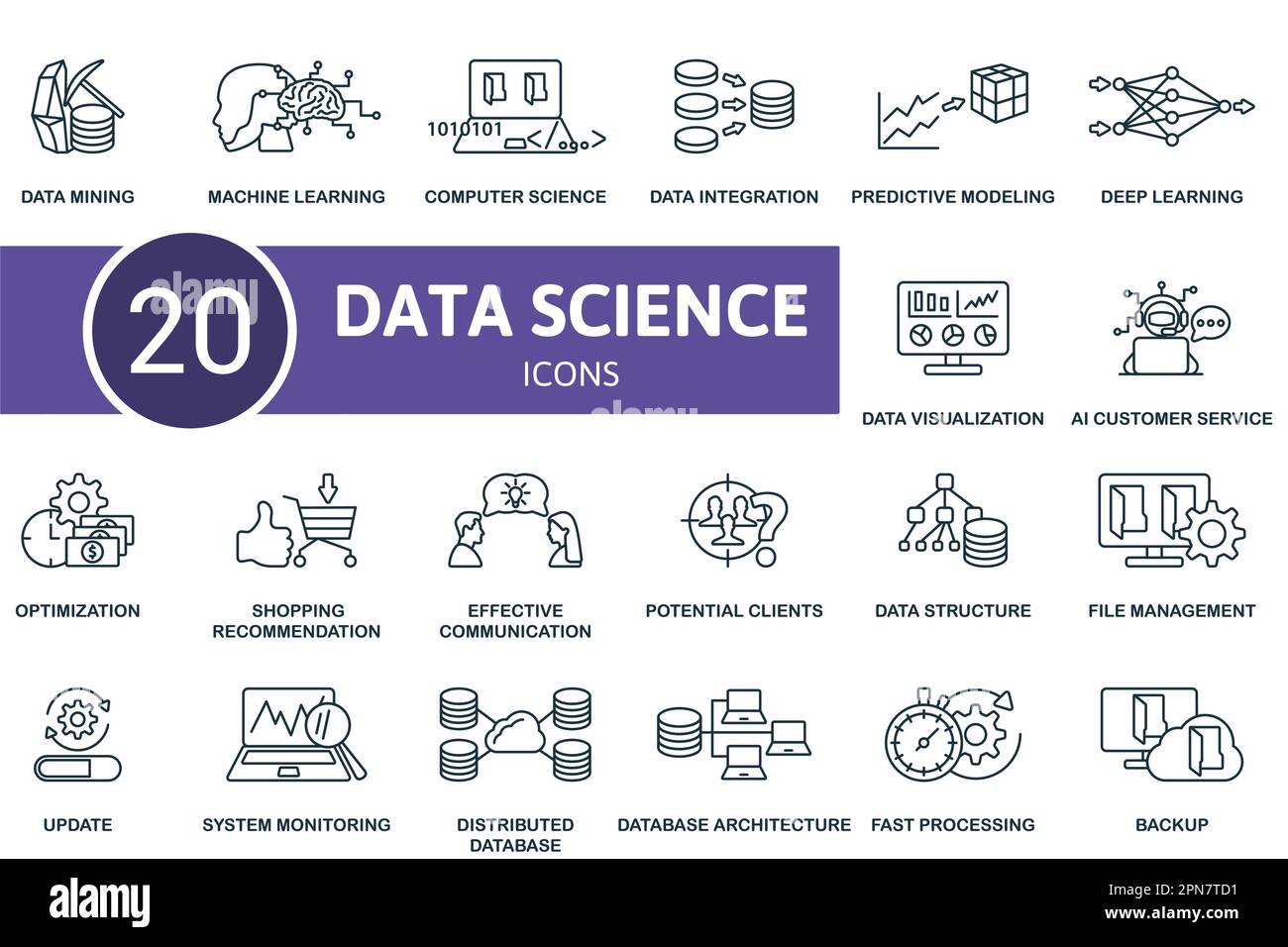 Data science set. Creative icons: data minig, machine learning ... Data science set. Creative icons: data minig, machine learning ...