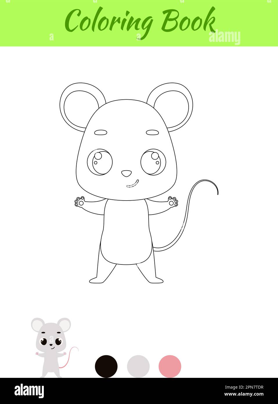 Coloring page happy mouse. Coloring book for kids. Educational activity ...