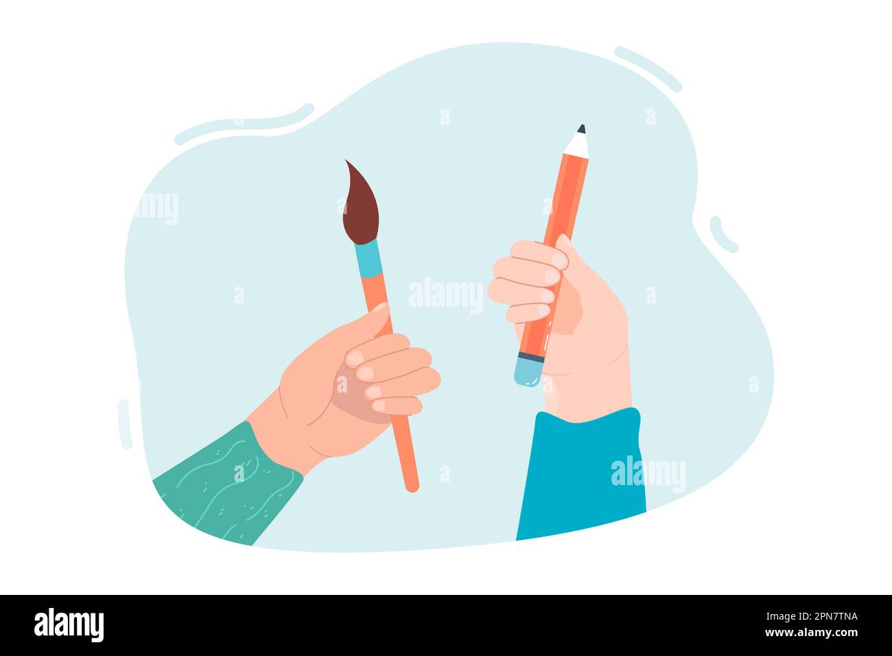 Color pencil cartoon hand holding Cut Out Stock Images & Pictures - Alamy