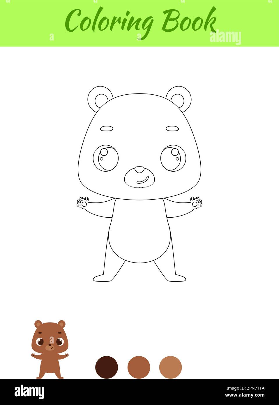 Coloring page happy bear. Coloring book for kids. Educational activity ...