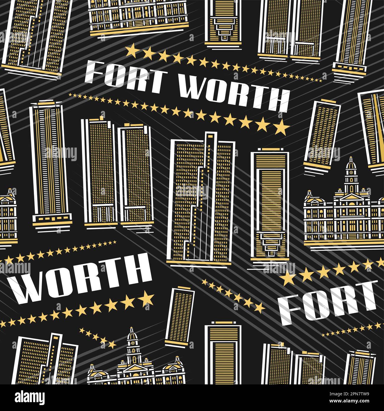 Vector Fort Worth Seamless Pattern, square repeating background with ...