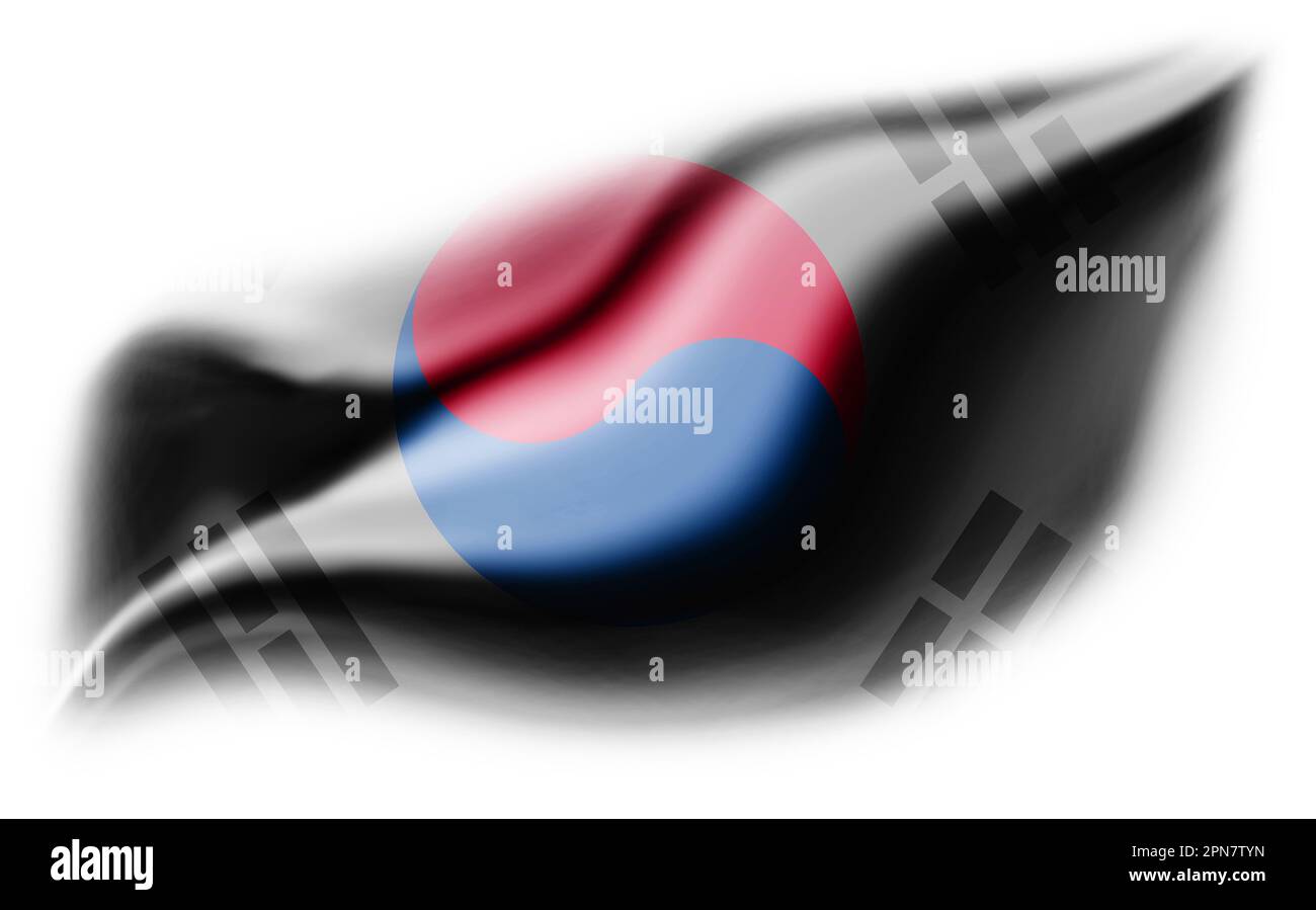 White background with torn South Korea flag. 3d illustration Stock ...