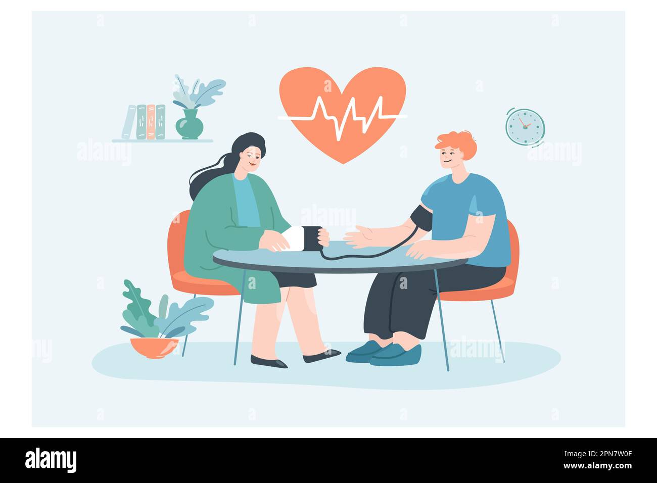 Cartoon doctor and sick patient at cardiology clinic or hospital Stock ...