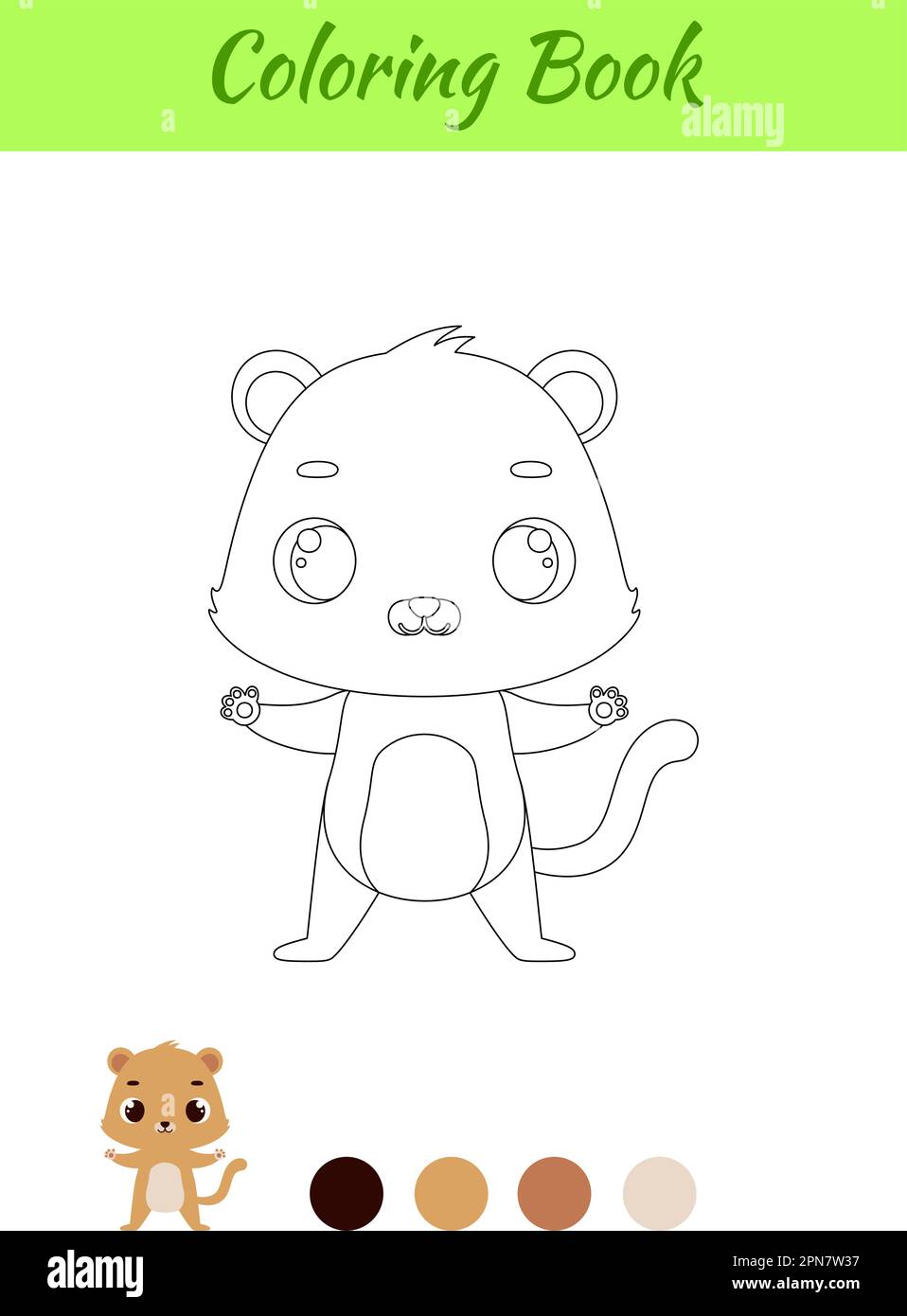 Coloring page happy lion. Coloring book for kids. Educational activity ...