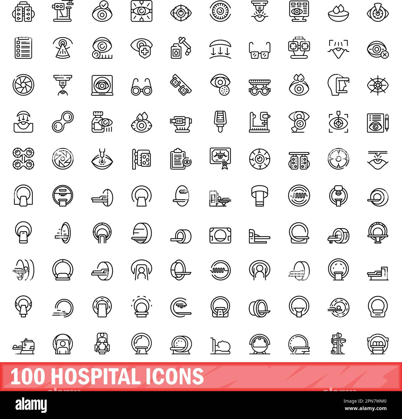 100 hospital icons set. Outline illustration of 100 hospital icons ...