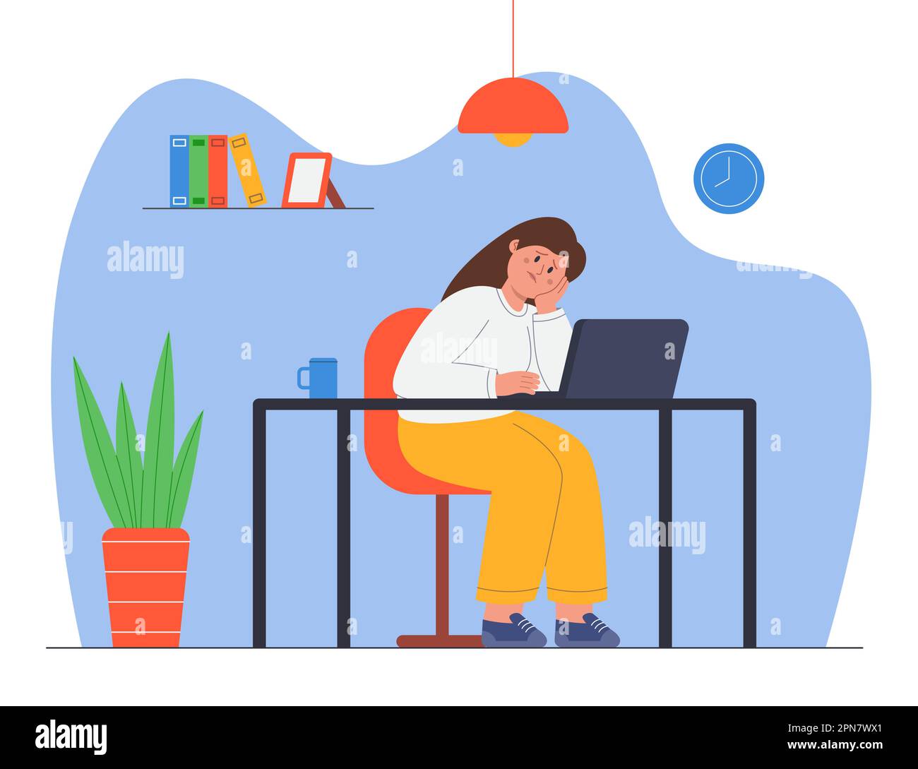 Bored unhappy woman office Stock Vector Images - Alamy