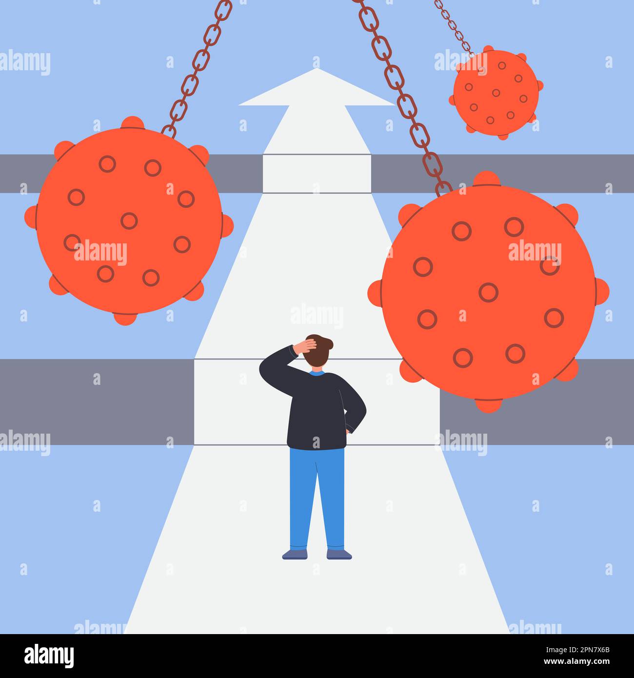 Businessman going through obstacles flat vector illustration Stock ...