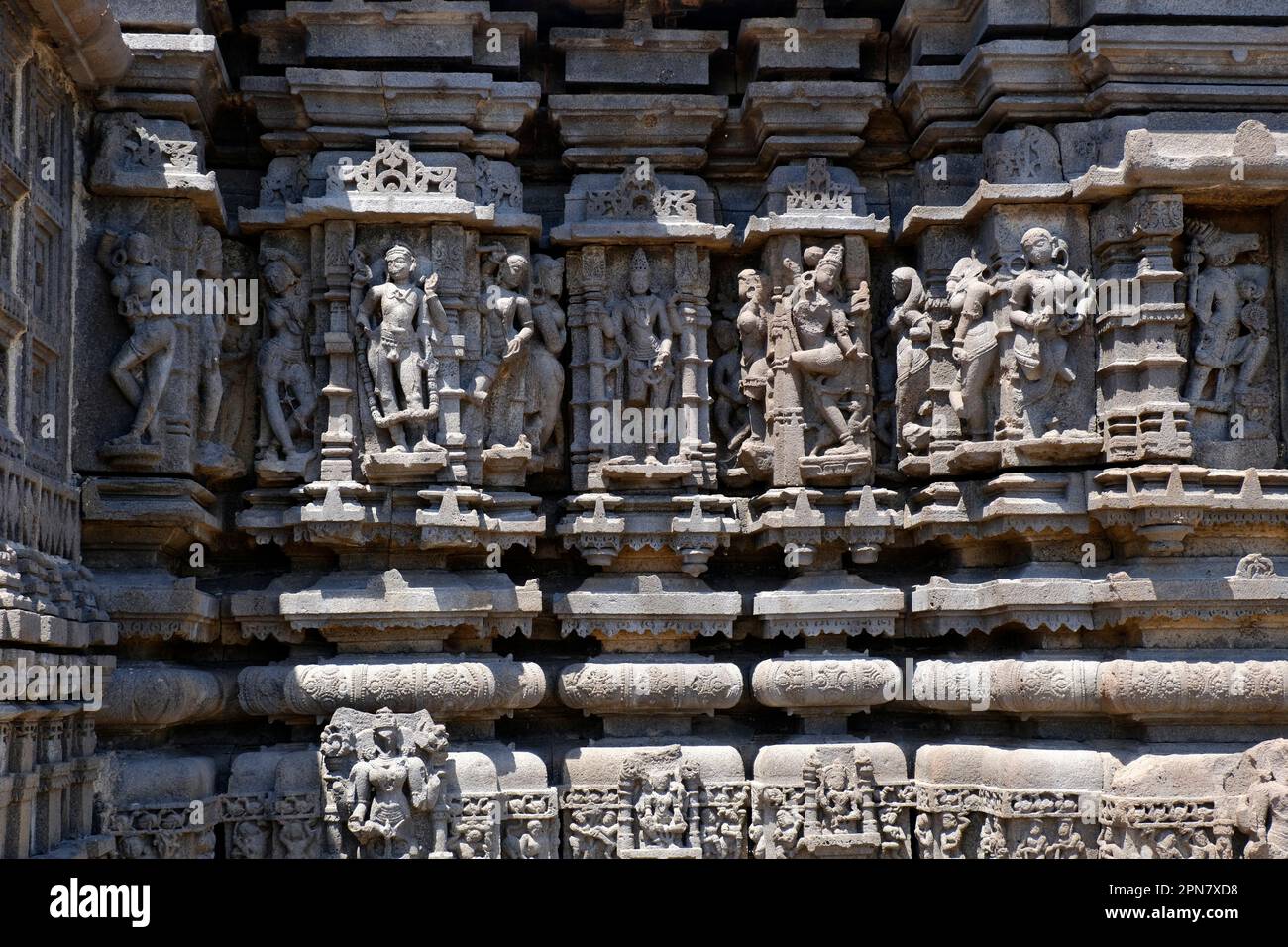2 April 2023, Sculptures carved on the outer wall of the Laxminarayana ...