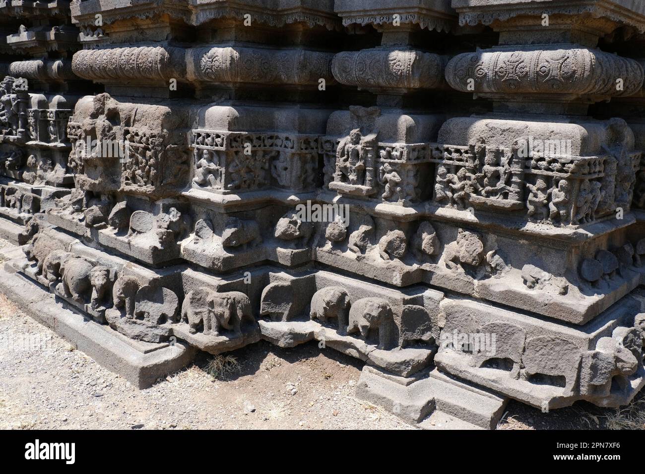 2 April 2023, Sculptures carved on the outer wall of the Laxminarayana ...