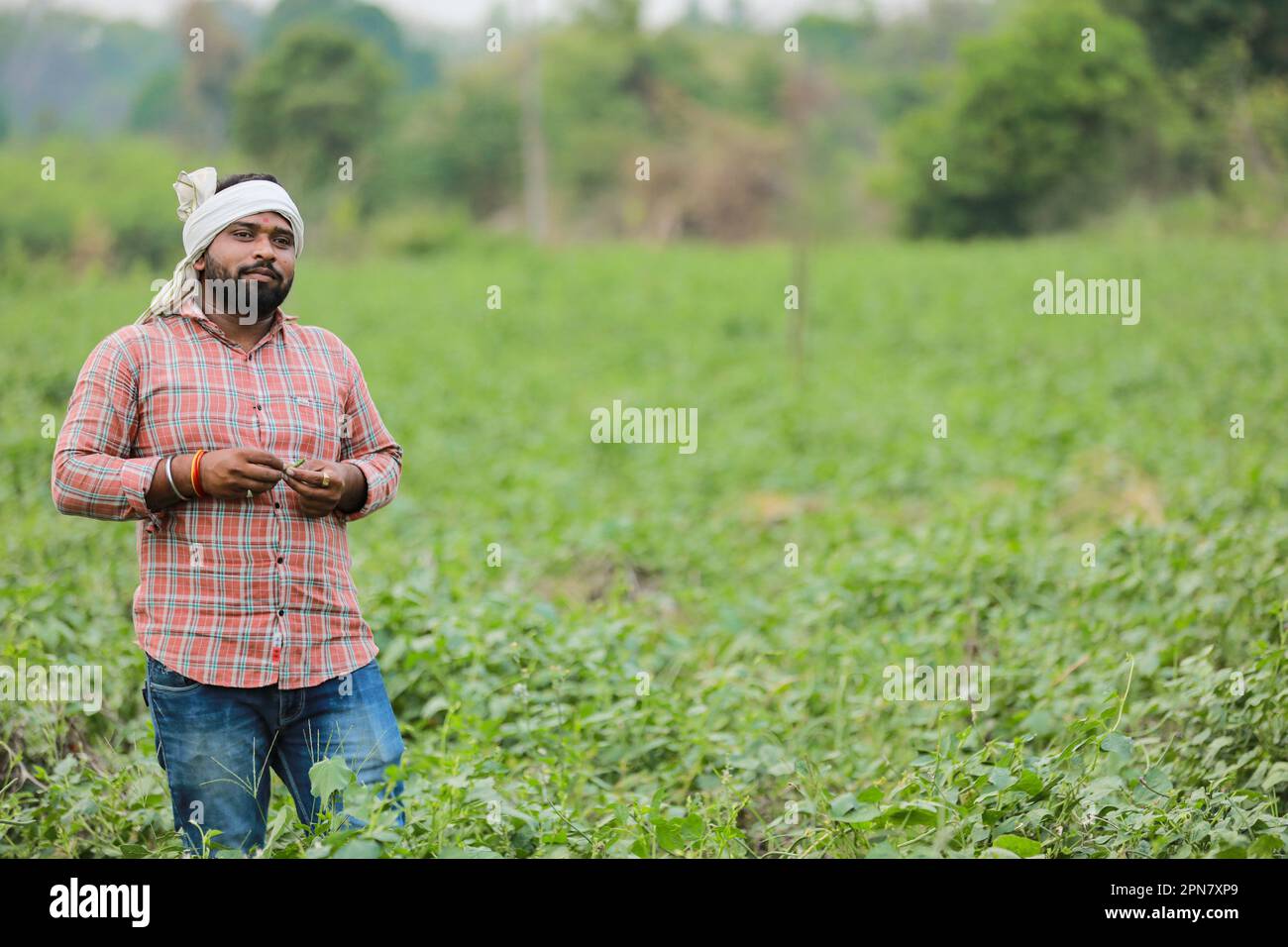 Happy Indian farmer, young farmer smiling in farm Stock Photo - Alamy