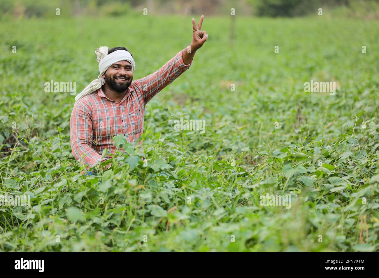 Happy Indian farmer, young farmer smiling in farm Stock Photo - Alamy