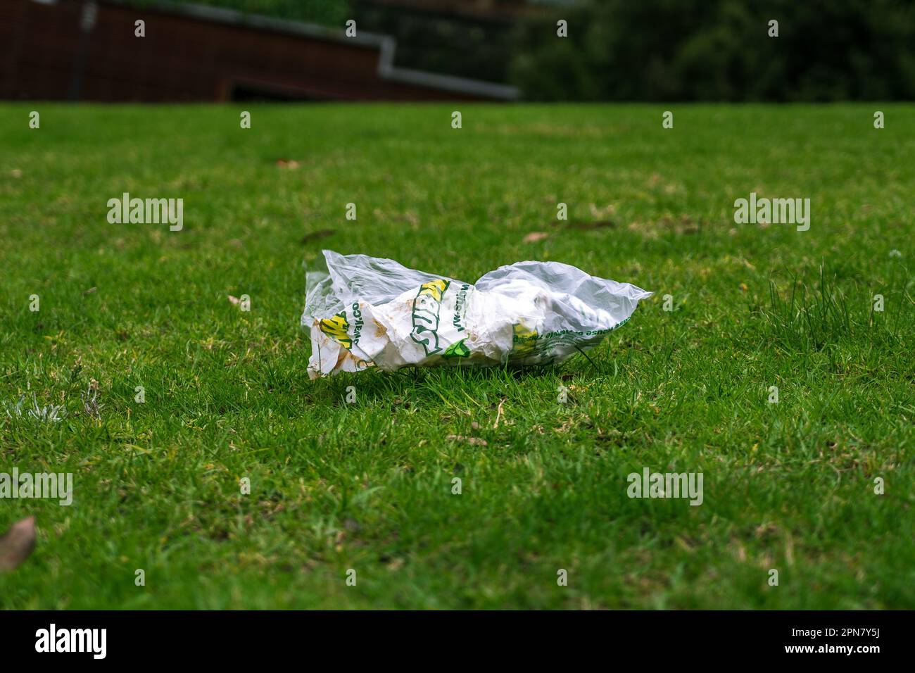 Melbourne, Australia - Used Subway food wrapper lying on the ground ...