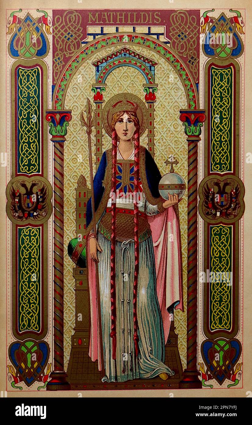 Chromolithograph: Saint Mathildis, also known as Saint Maud. Matilda of ...