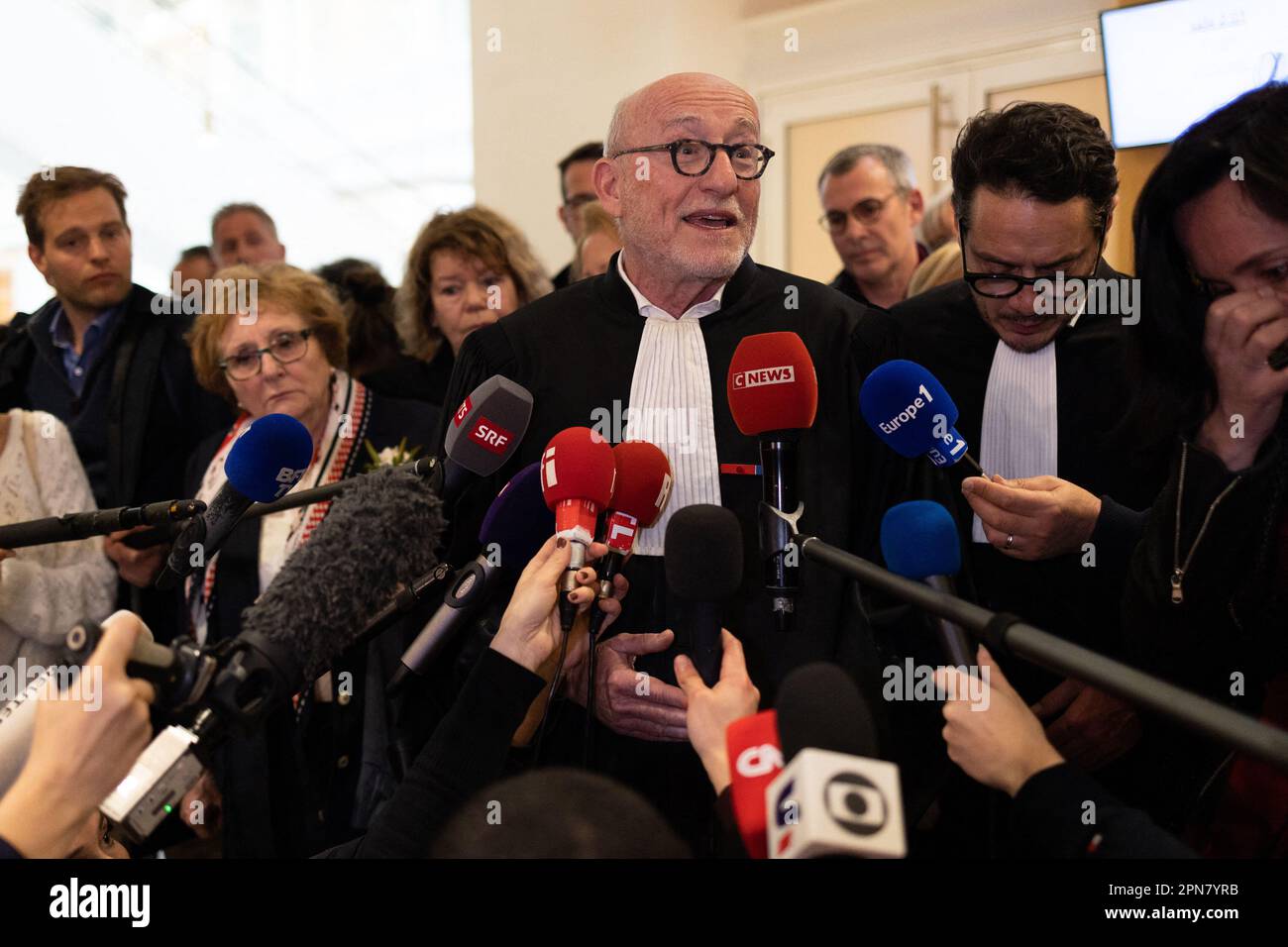 French lawyer Alain Jakubowicz, Ophelie Toulliou, sister of a victim of ...
