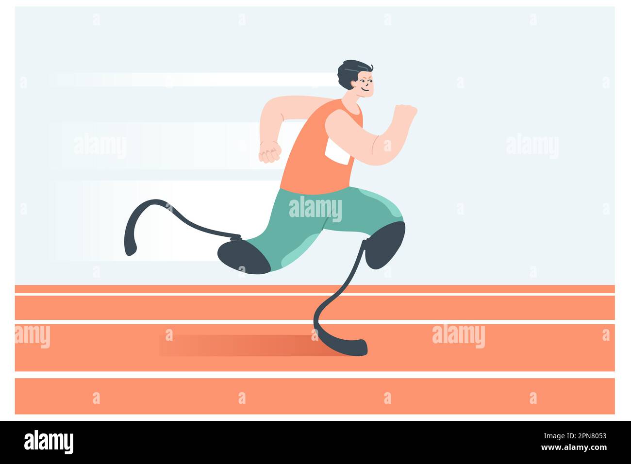 Male athlete with prosthesis taking part in running competition Stock ...