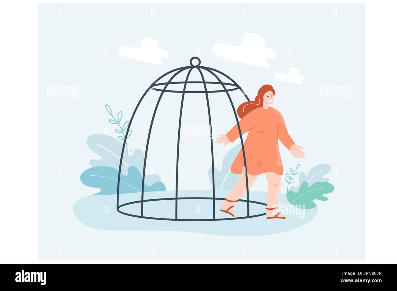 Cartoon woman escaping from domestic violence Stock Vector Image & Art ...