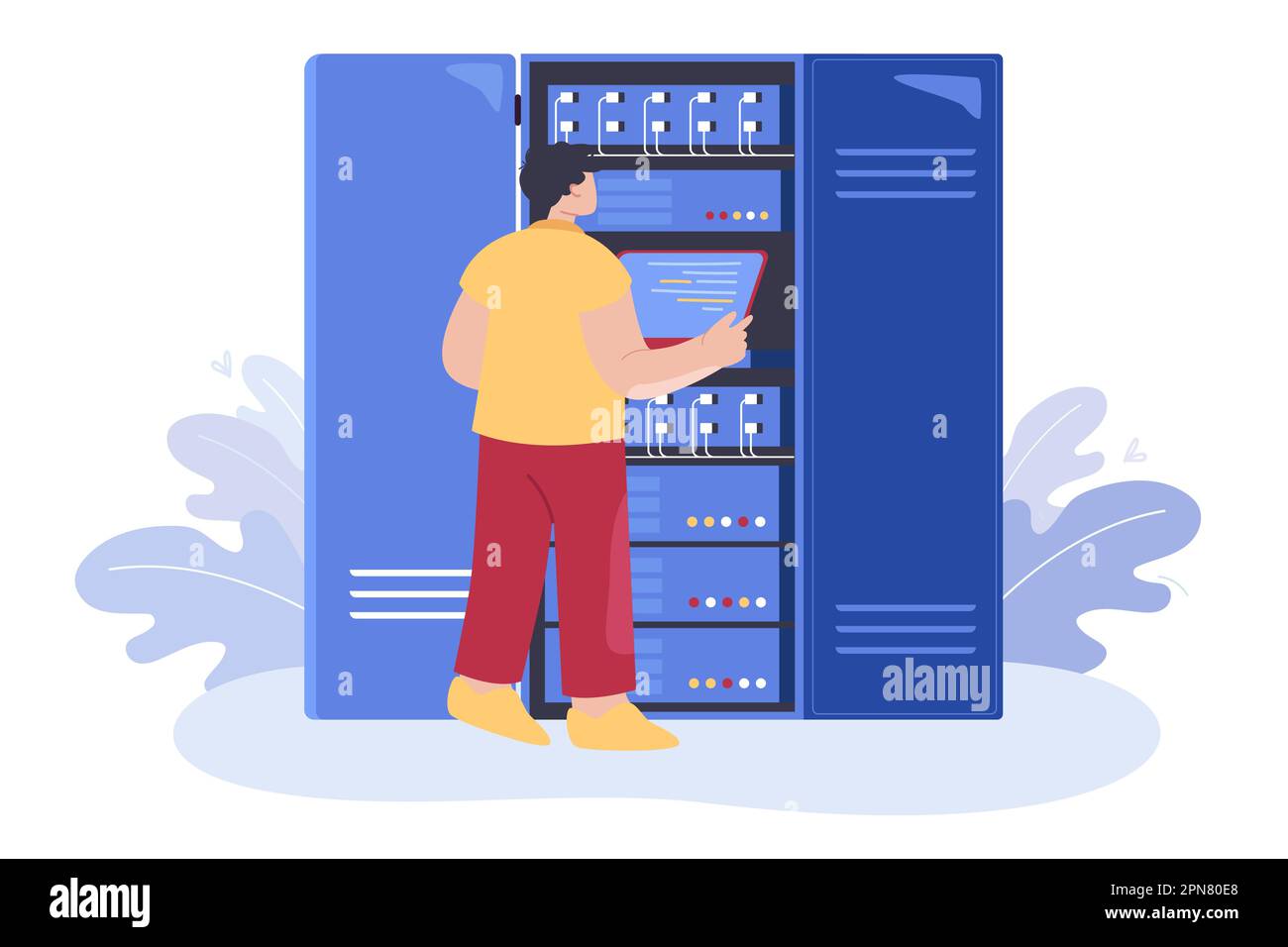 Professional engineer checking cables on switchboard Stock Vector Image ...