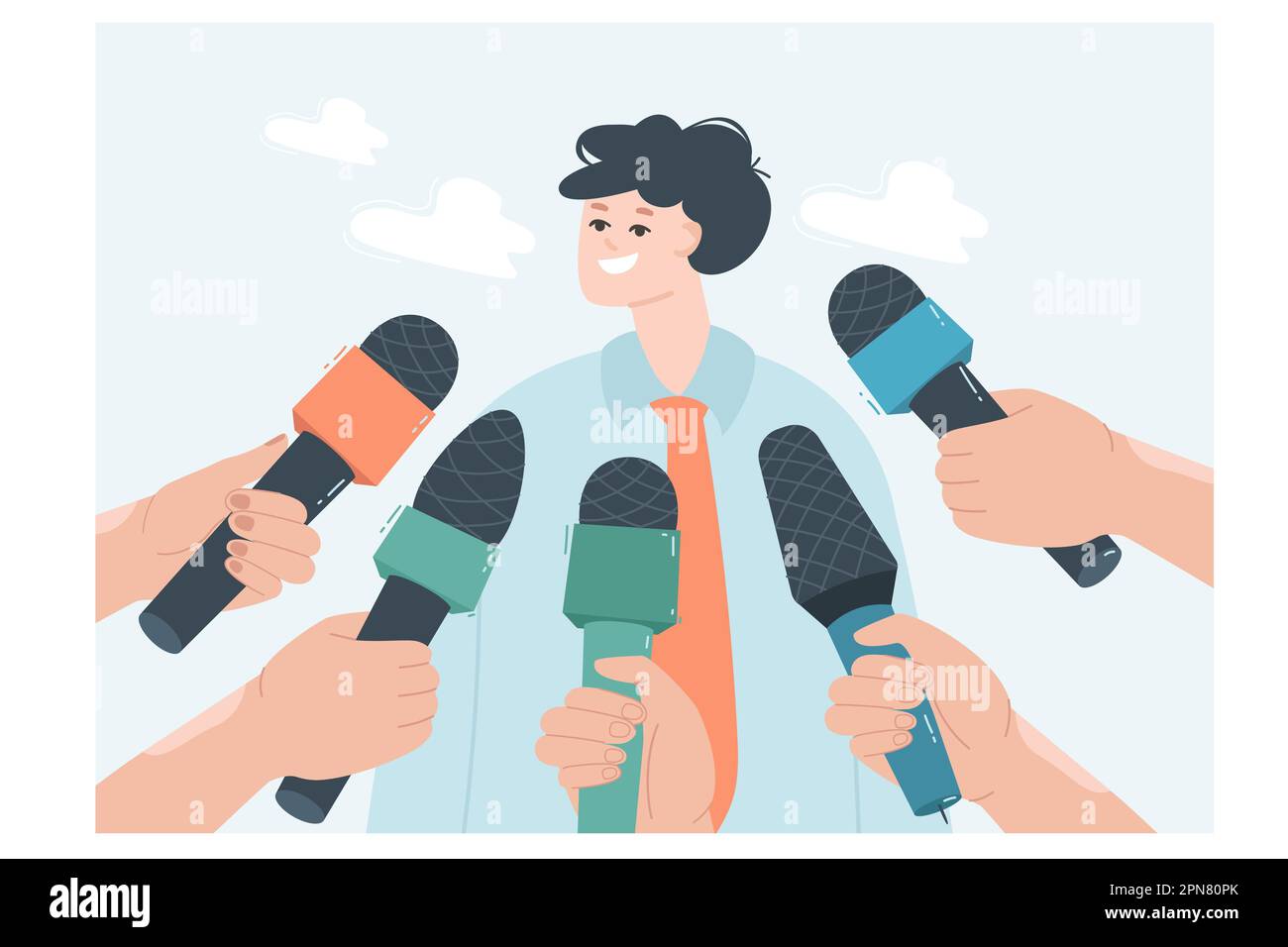 Famous politician giving comments flat vector illustration Stock Vector ...