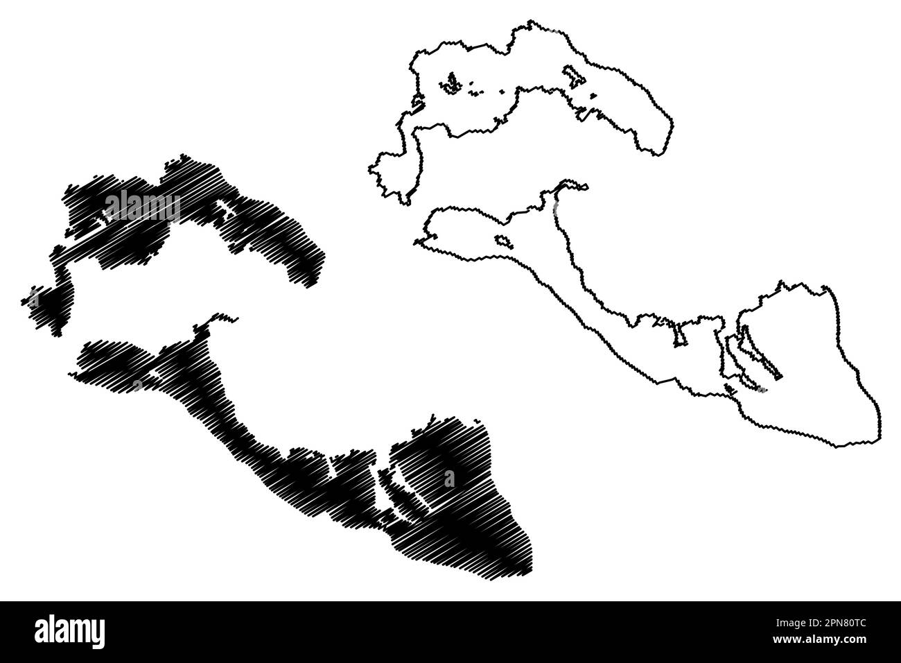 Lake Bakhtegan and Tashk (Islamic Republic of Iran, Persia) map vector ...