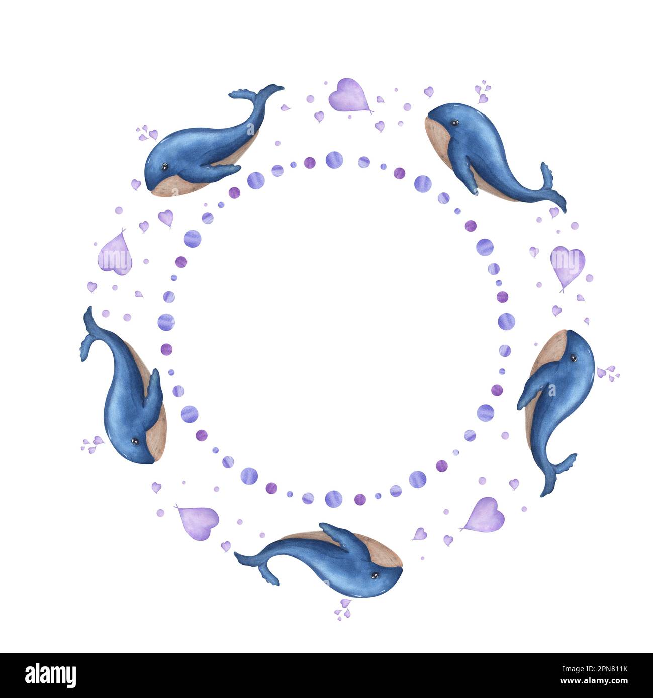 Watercolor illustration of a whales isolated on white background. Print ...