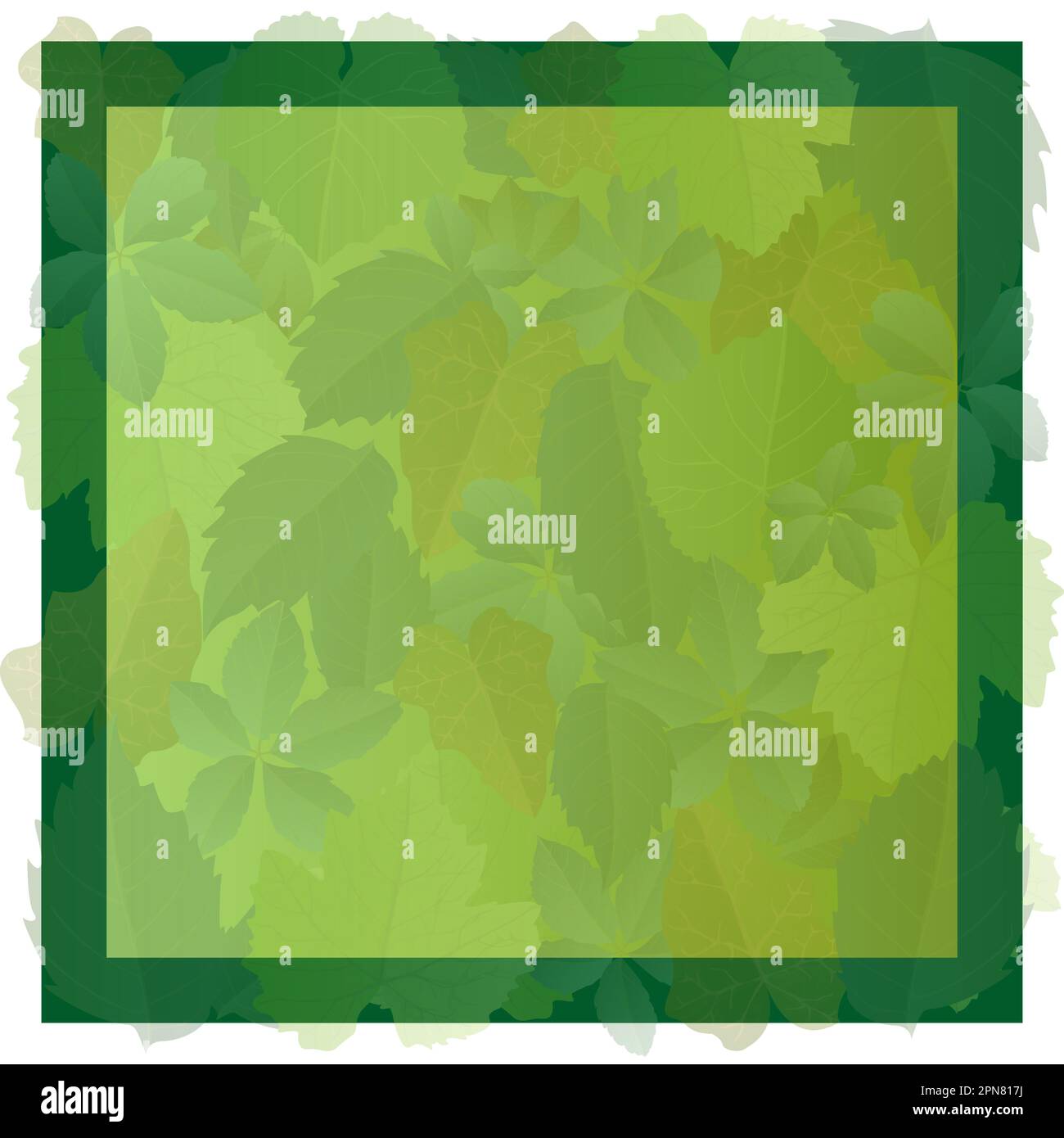 Green leaves frame background design in realistic style. Autumn leaf ...