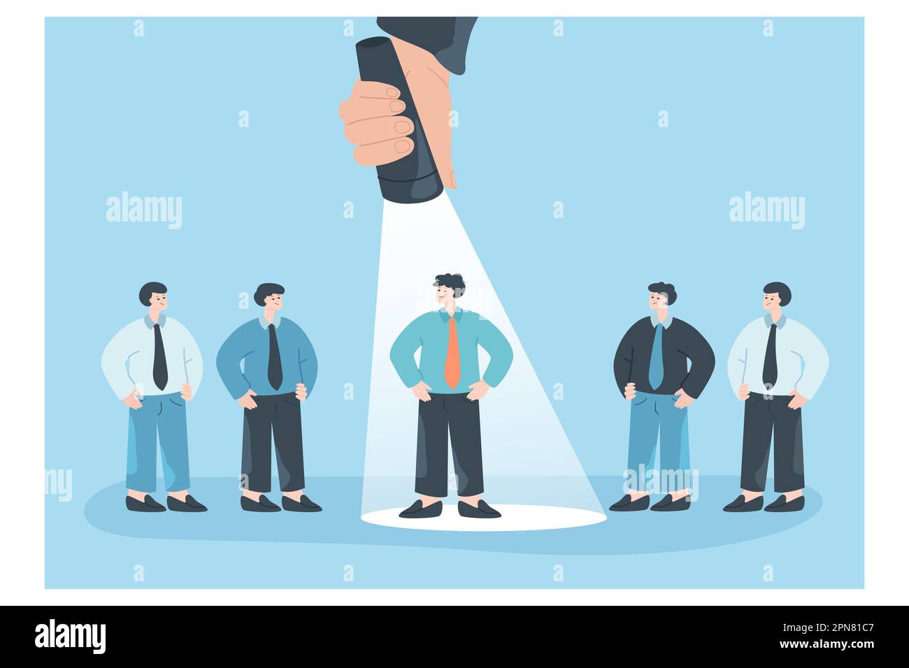 Spotlight on businessman chosen from crowd of employees Stock Vector ...