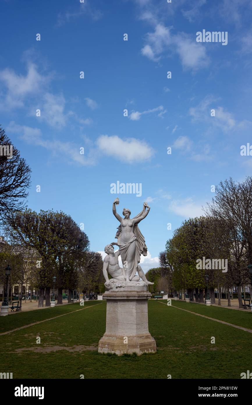 Statue in Esplanade Gaston Monnerville in Paris France. March 24, 2023 ...