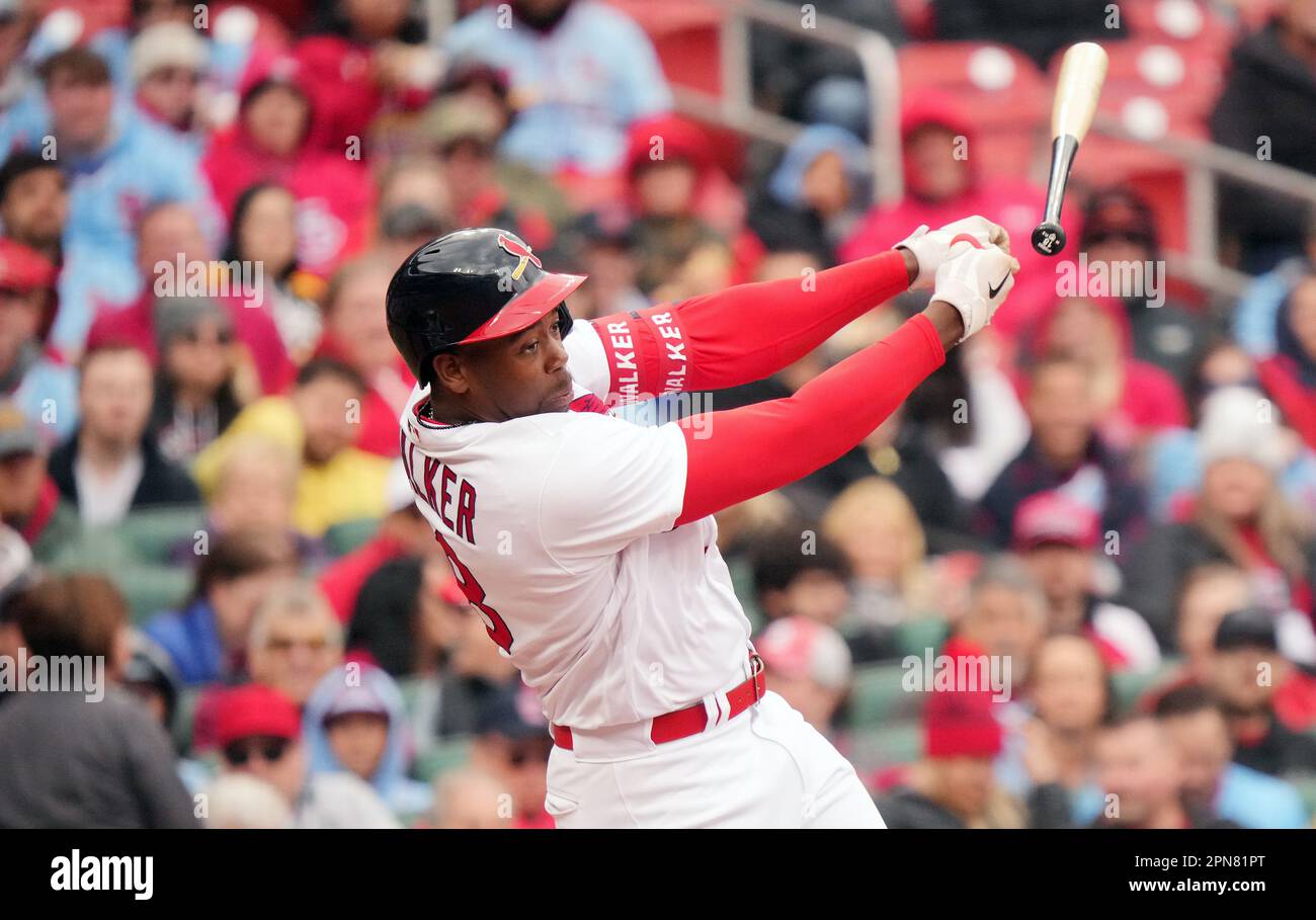 St. Louis Cardinals Jordan Walker loses his bat while batting in the ...