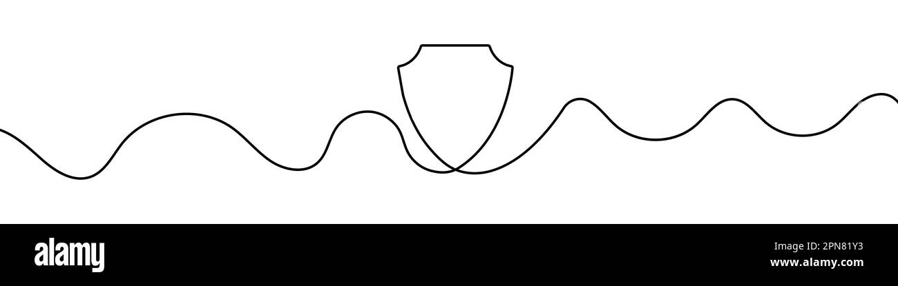 Shield in continuous line drawing style. Line art of a shield. Vector ...