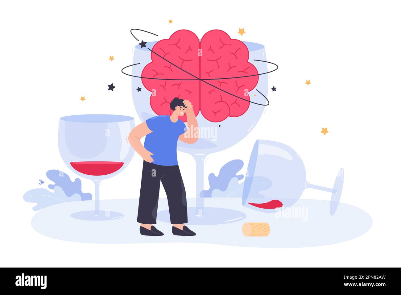 Man suffering from drinking flat vector illustration Stock Vector Image ...