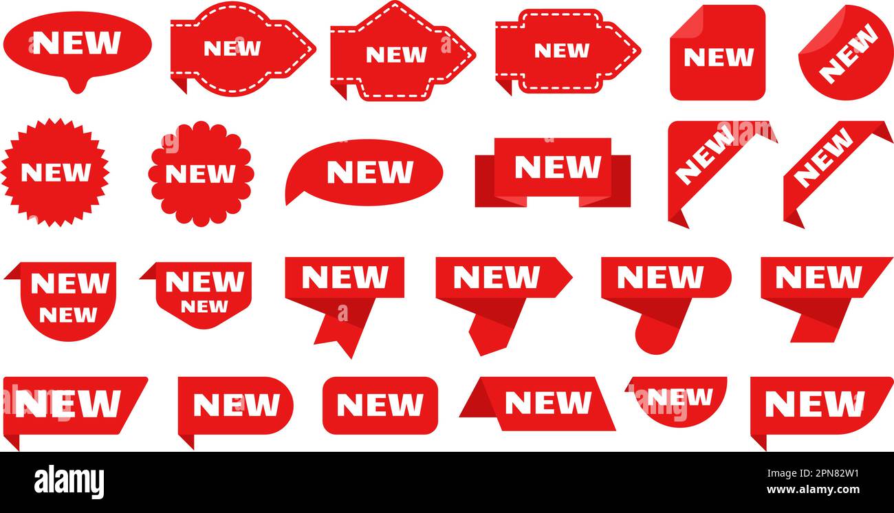 Promotion new arrival stickers, circle and arrows red retro marks ...