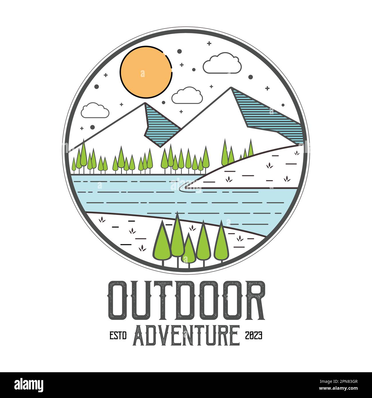 Minimal line art adventure logo template vector eps 10. Vintage simple ...