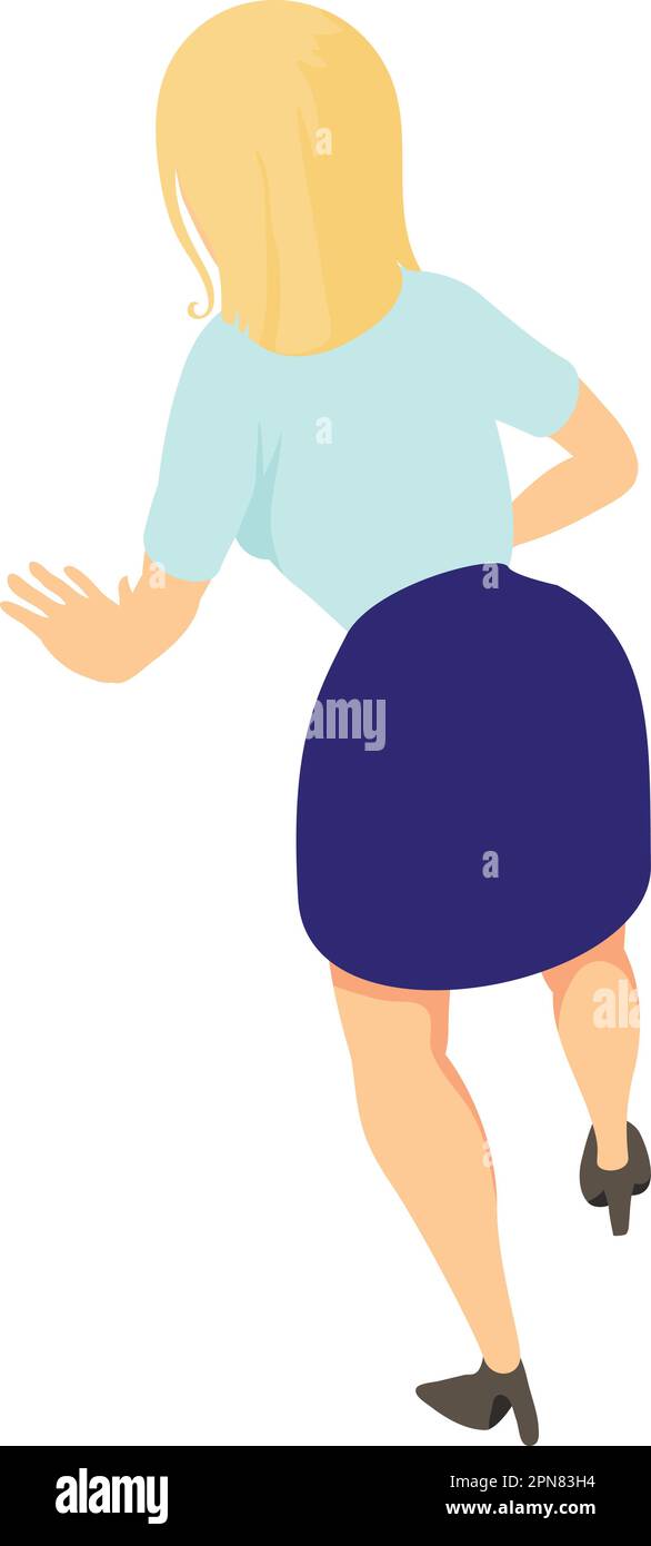 Office worker icon isometric vector. Back view of blonde woman in ... Office worker icon isometric vector. Back view of blonde woman in ...
