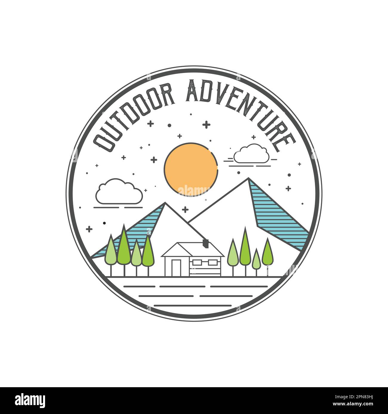 Line art adventure logo template vector eps 10. Vintage simple logo ...