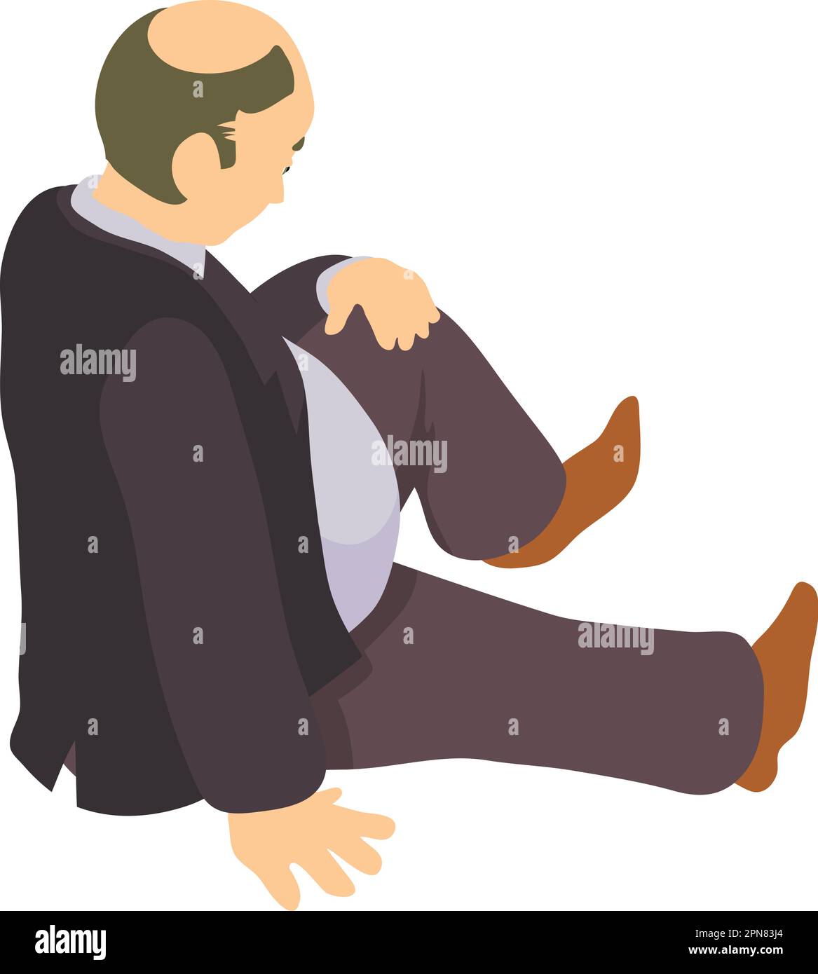 Old man icon isometric vector. Overweight elderly man with receding ...