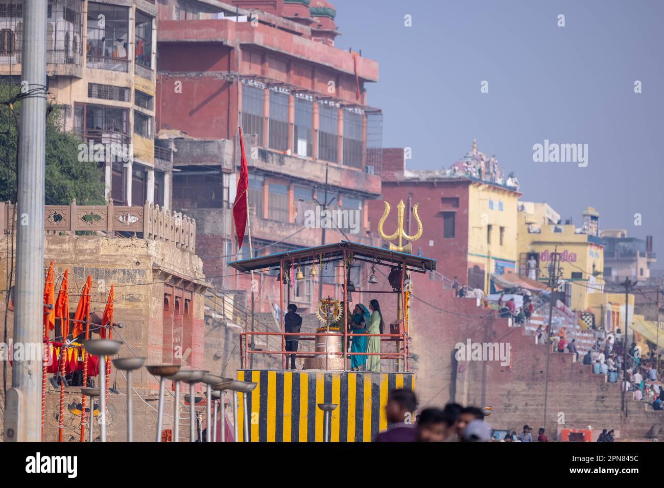 Architecture of ancient building, Historic Varanasi city with ancient ...