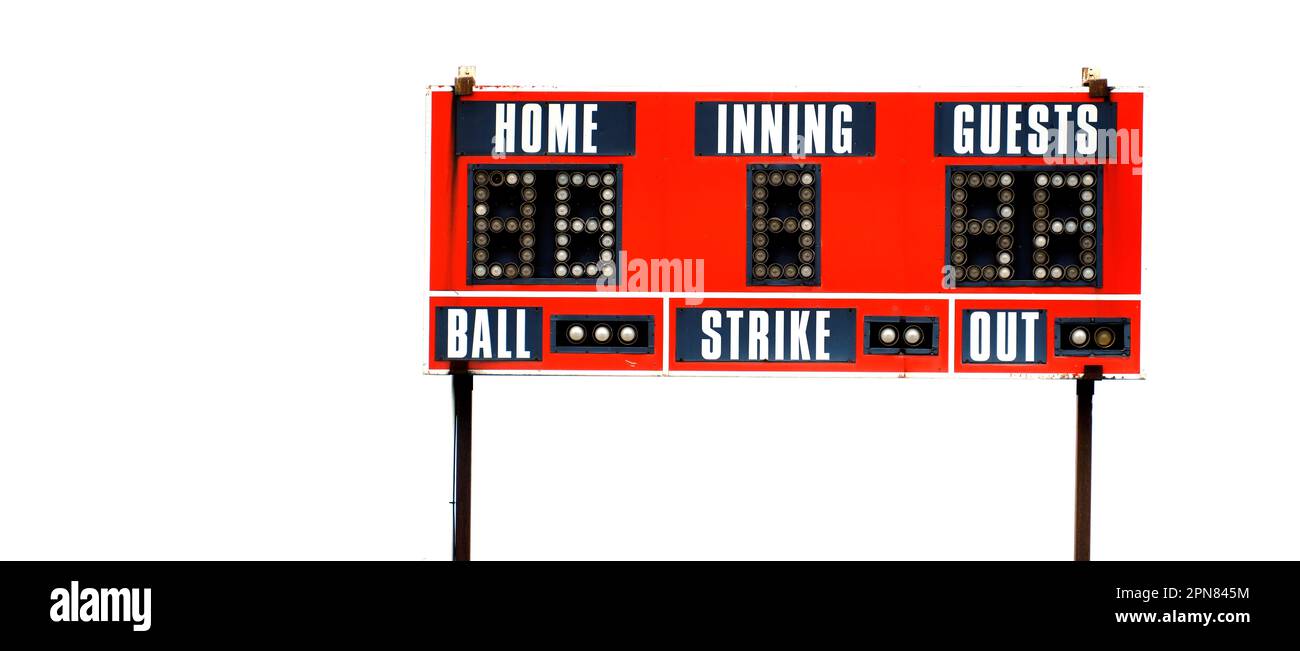 Baseball scoreboard and sky for game day sports competition Stock Photo ...