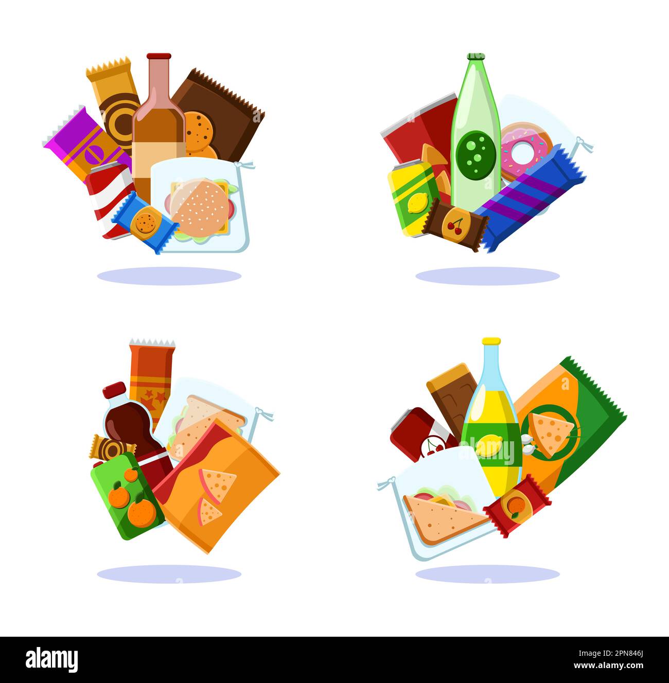 Fast food or snacks vector illustrations set Stock Vector Image & Art ...