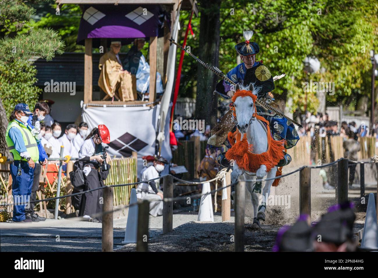 Yabusame (Japanese horseback archery) archer seen during the 65th ...