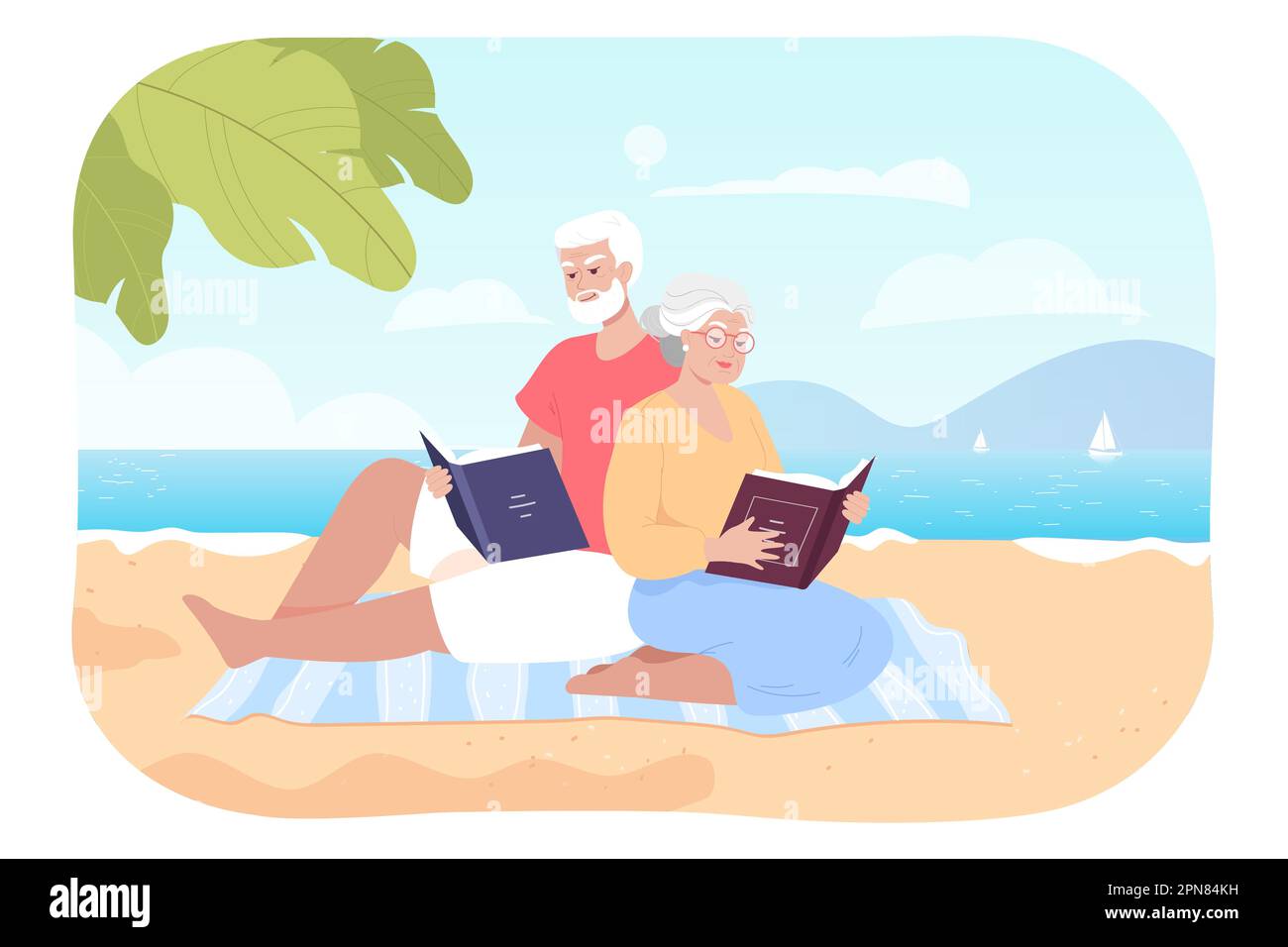 Woman book beach Stock Vector Images - Alamy