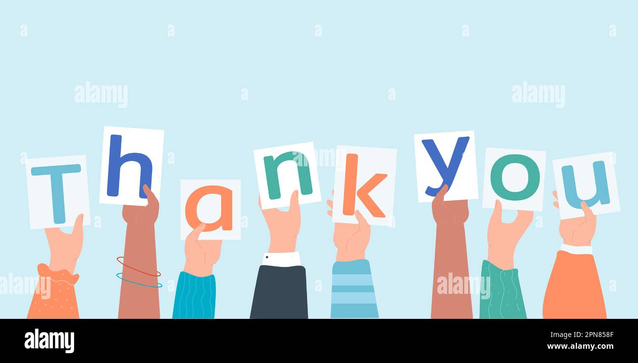 People holding cards with thank you phrase Stock Vector Image & Art - Alamy
