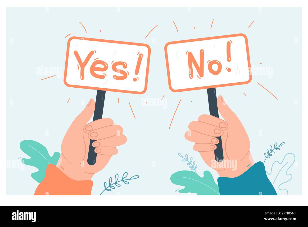 Hands holding board sign yes or no Stock Vector Image & Art - Alamy