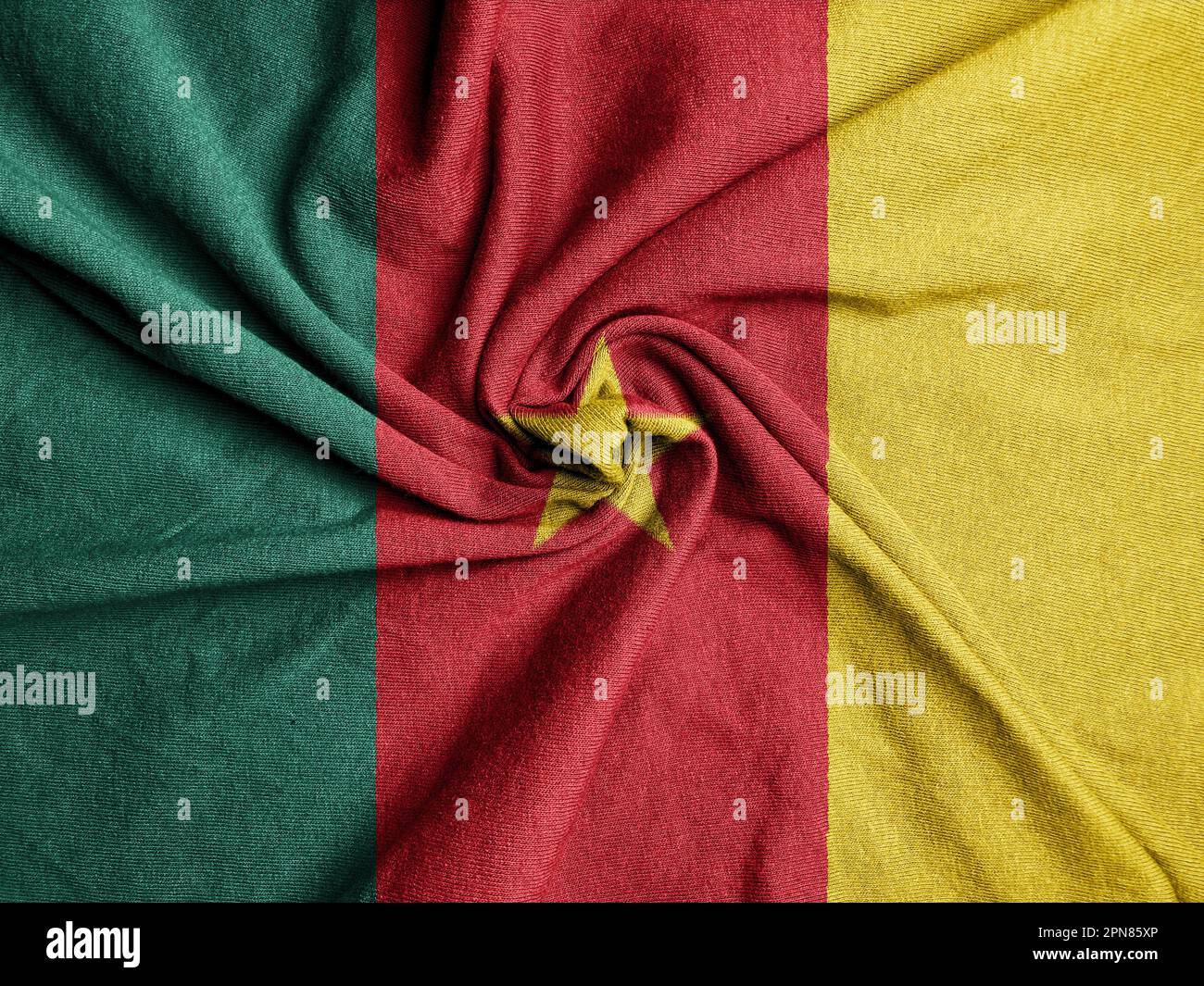 Fabric Flag of the Cameroon, National Flag of the Cameroon Stock Photo ...